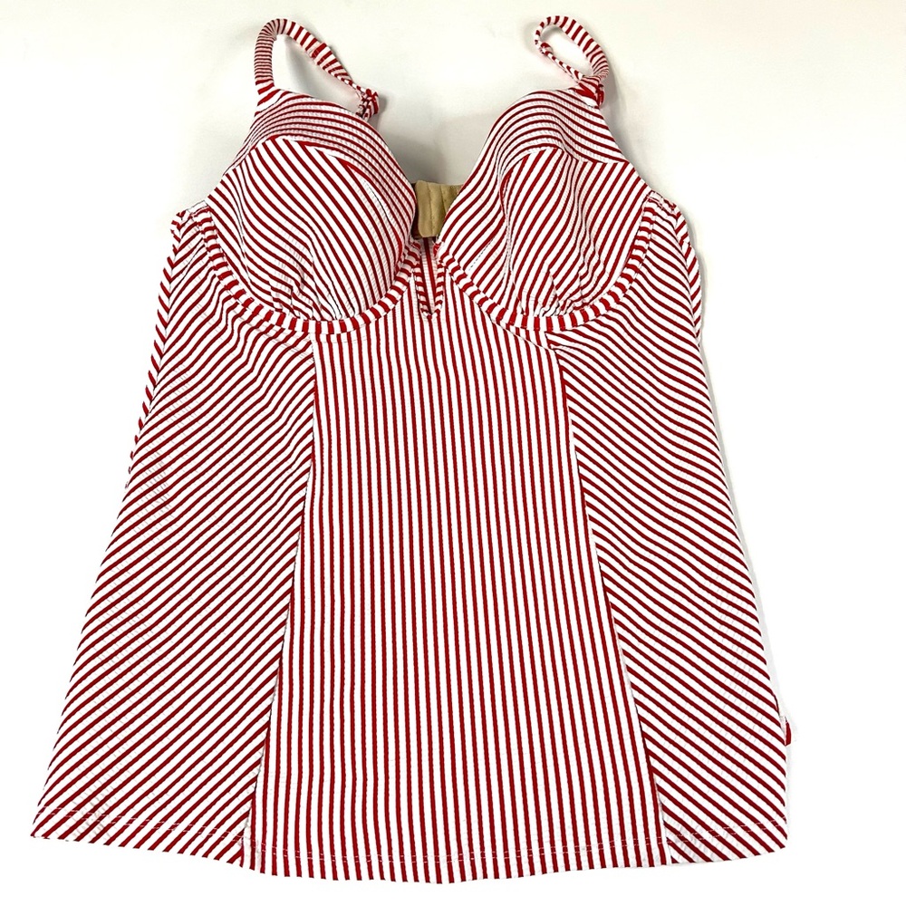 Swim Cacique 32d Balconette Tankini Top Red White Str… - Gem